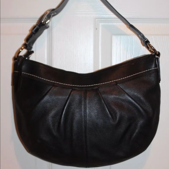 Coach | Bags | Coach Black Pleated Leather Shoulder Bag F373 | Poshmark